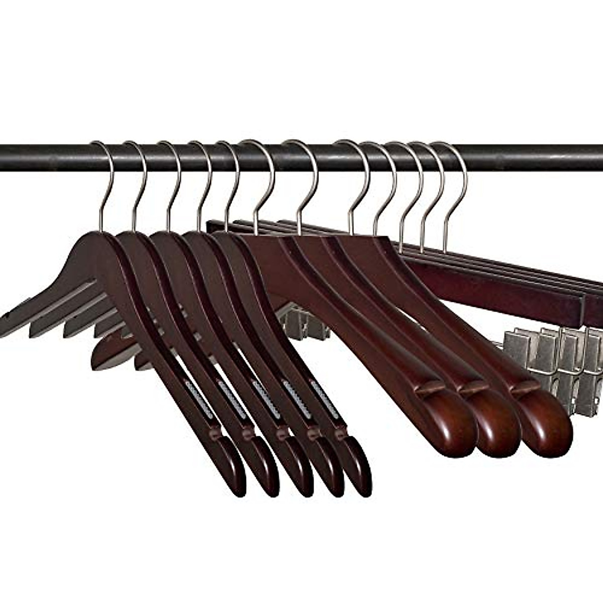 NAHANCO 20317 Wooden Top Hanger, Flat, 17", Low Gloss Mahogany Finish (Pack of 100)