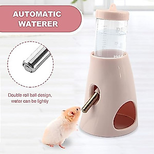 CALIDAKA 2 Pcs 80 ml Hamster Water Bottle Set, 1 Freestabding Waterer and 1Cage Hanging Waterer, No Drip Gerbil Water Feeder, for Hamster Gerbils Mice Degus Hedgehog Small-Sized Pet(Pink)