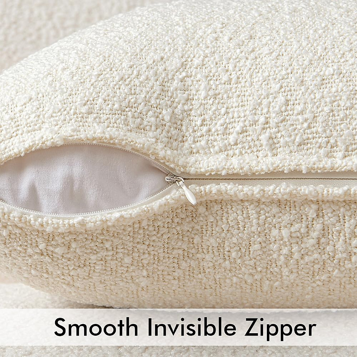 Woaboy Pack of 1 Decorative Throw Pillow Cover Pillowcase Textured Boucle Square Sofa Couch Pillow Home Decor for Living Room Woven Modern Cushion Case 18 x 18 Inch Pure White