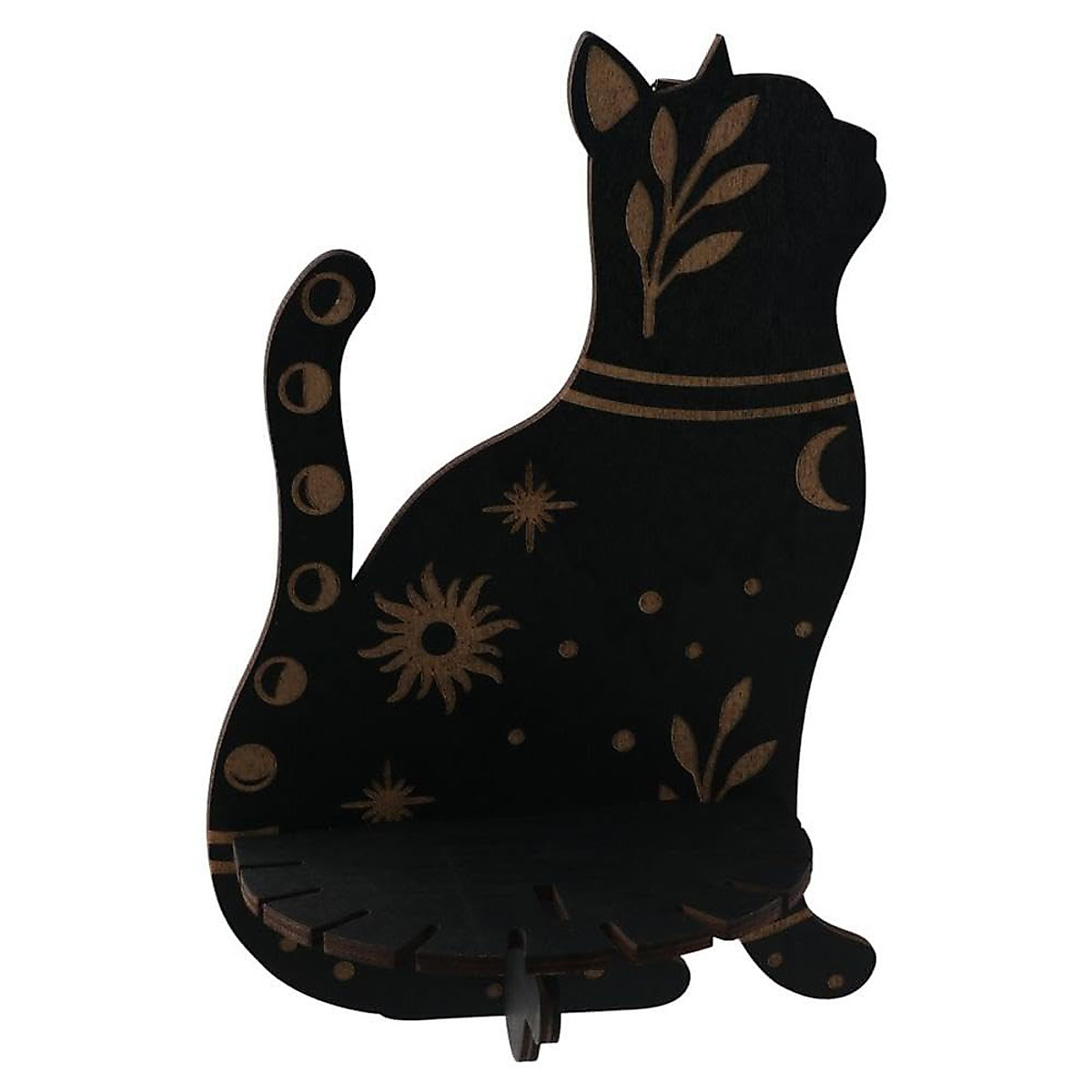 gifthub Lovely Wall Stand Wooden Crystal Stand Wall Hanging Display Stand,Aspen Crystal Shelf Display,Display Stand,Decorative Wooden Wall Shelving,Crystal Stone Storage Rack,(cat)