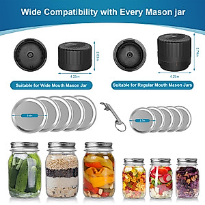 Electric-Mason-Jar-Vacuum-Sealer, Automatic Wide Mouth and Regular Mouth Mason Jar Vacuum Sealer Kit, VP06+ Vacuum Sealer for Jars with Opener & 5 Pairs of Lids
