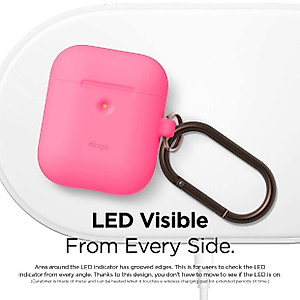 elago AirPods Hang Case - [Extra Protection] [Added Carabiner] - for AirPods Case (Neon Hot Pink)