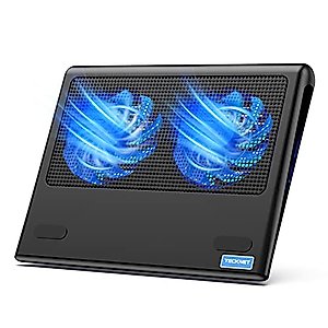 TECKNET Laptop Cooling Pad, 12"-15.6" Laptop Cooler, Gaming Cooling Pad Stand, Wind Speed Adjustable, 2 USB Powered Fans Cooling Pad for Laptop Within 16 Inch (Blue)