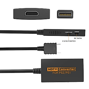 IQIKU PS2 HDMI Adapter , HDMI Converter for PS1/PS2 with True RGB Signal Output in 720p/1080p Resolution