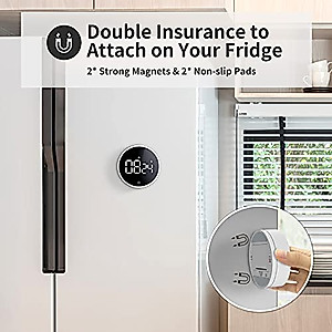 VOCOO Digital Kitchen Timer - Magnetic Countdown Countup Timer with Large LED Display Volume Adjustable, Easy for Cooking and for Seniors and Kids to Use (White)