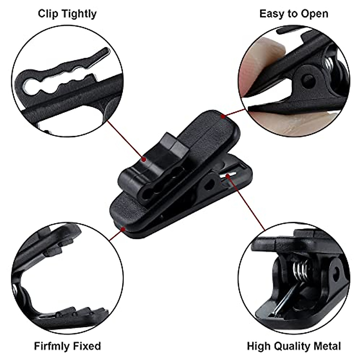 MUZHI Headphone Clip,Small Cable Clothing Clips,Earbud Clip to Keep Earphone/Microphone Cord in Place for 1.5mm Wire Diameter Round Wire Earphone 1 Inch Length,20Pcs (Black)