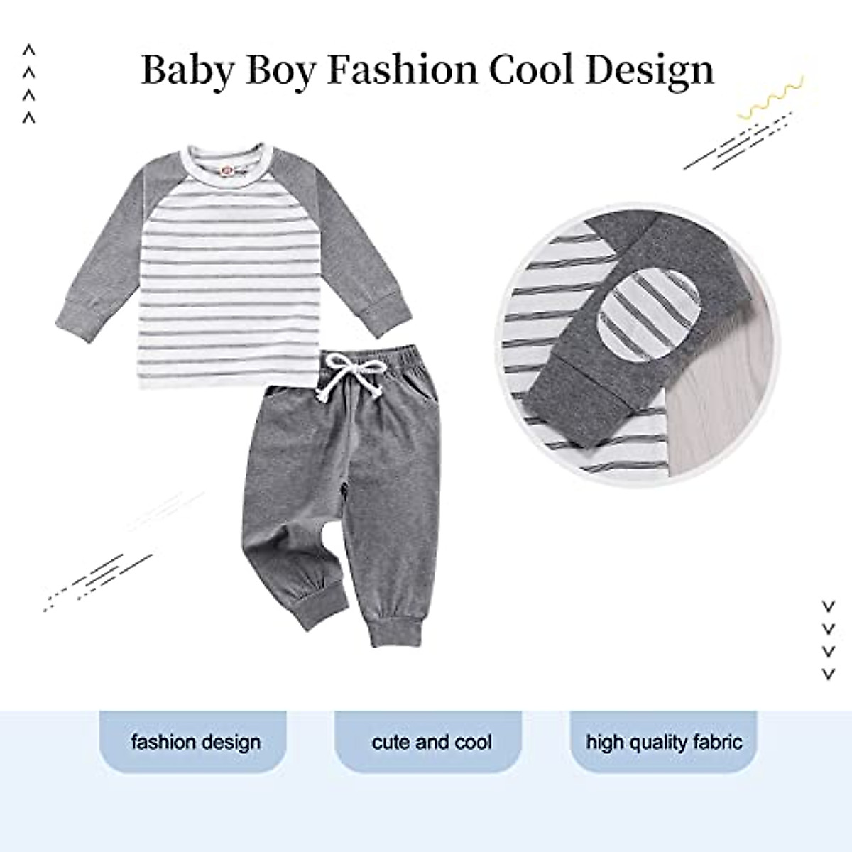 Baby Boy Clothes Stripe Long Sleeve T-Shirt Tops Sweatsuit Pants Sets Toddler Boy Fall Winter Outfits Sweater