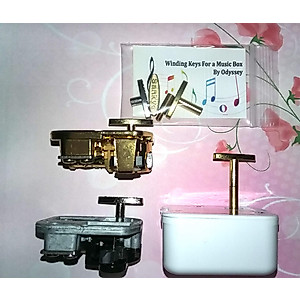 Odyssey Online Music Box Winding Key Set Short to Long - - Three Keys with 1/2 Inch Extender - - Gold and Silver - - 1/4, 1/2, 3/4 inch Plus Extension - - Best Choice - - Winder Winding Long Keys