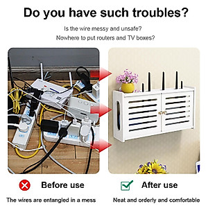 Large WiFi Router Storage Box Router Shelf Wall Mount, Wireless Router Storage Box,Router Organizer, Hider Cord Management Container, Creative Decorative Storage Box.,White,Small