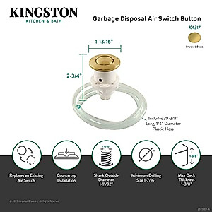 Kingston Brass KA317 Trimscape Disposal Air Switch Button, Brushed Brass