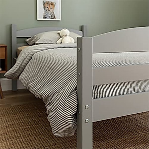 Walker Edison Della Classic Solid Wood Twin over Twin Bunk Bed, Twin over Twin, Grey