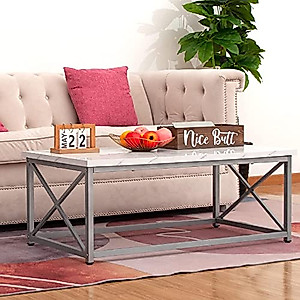 AZL1 Life Concept Modern Coffee Table for Living Room Center Table with Metal Frame, Glossy White