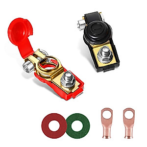 cueclue 6 PCS Automotive Terminal Clamps Connectors, Universal Negative & Positive Cable Terminals, for Automobile, Truck and RV (Multicolored)