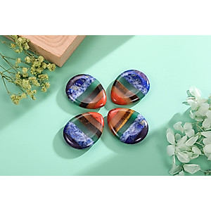 CrystalTears Chakra Worry Stone for Anxiety Healing Crystal Thumb Worry Stones Pocket Palm Stones Stress Relief Reiki Healing Meditation