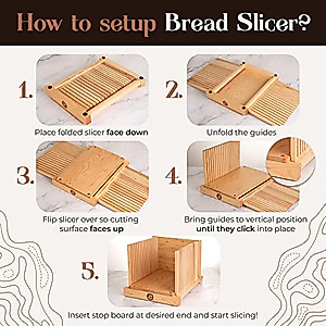 Bread Slicer for Homemade Bread (Hard Maple Wood) – 4 Different Thickness Options for Even and Consistent Bread Slices - Compact Foldable Bread Slicing Guide with Optimal Knife Grooves