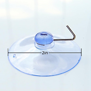 Hufopik Suction Cup Hooks 2 Inches Suction Cups with Hooks Suction Cup Hook for Window Glass Wall (8 Packs)