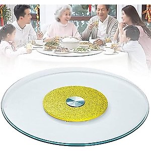 Lazy Susans Turntable Lazy Susan Turntable 50-120 Cm Round Glass Rotating Tray For Kitchen Dining Table Serving Plate ，Large Silent Tabletop Organizer,300KG Bearing For Banquets Party (Color : Gold