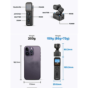 FeiyuTech Pocket 3 kit -Remote Handle&Camera 4K 60FPS Camera with Handheld 3-Axis Stabilizer, Pocket Action Camera, AI Tracking, Detachable Handle, Magnets for YouTube TikTok Video Vlog