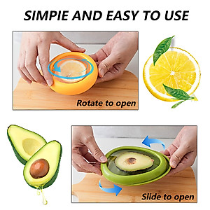 jaxiria 4Pack Fruit Vegetable Storage Holder Set - Avocado Onion Saver Box - Silicone Storage Containers for Fridge Keep Fresh