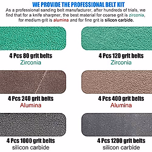 24 Pcs 3/4" x 12" Replacement Knife Sharpener Sanding Belt Kit for Work Sharp Ken Onion Edition (WSKTS-KO) Knife & Tool Sharpener , 80/120/240/400/1000/1200 Grits