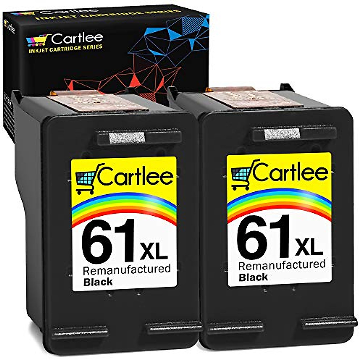 Cartlee Pack of 2 Black Remanufactured 61XL High Yield Ink Cartridges for HP Deskjet 1000 1010 1050 1510 1512 2000 2050 2510 2540 2542 2543 2549 3000 3050 Officejet 2622 4630 2620 4632 4635
