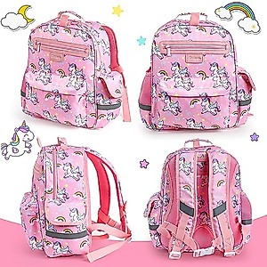 Ceadyxiao Unicorn Toddler Backpack for Girls 4-6 | Preschool Rainbow Backpack For Girl | Pink Kindergarten School Book Bag | Adjustable Padded Straps & Loop for Lunch Bag