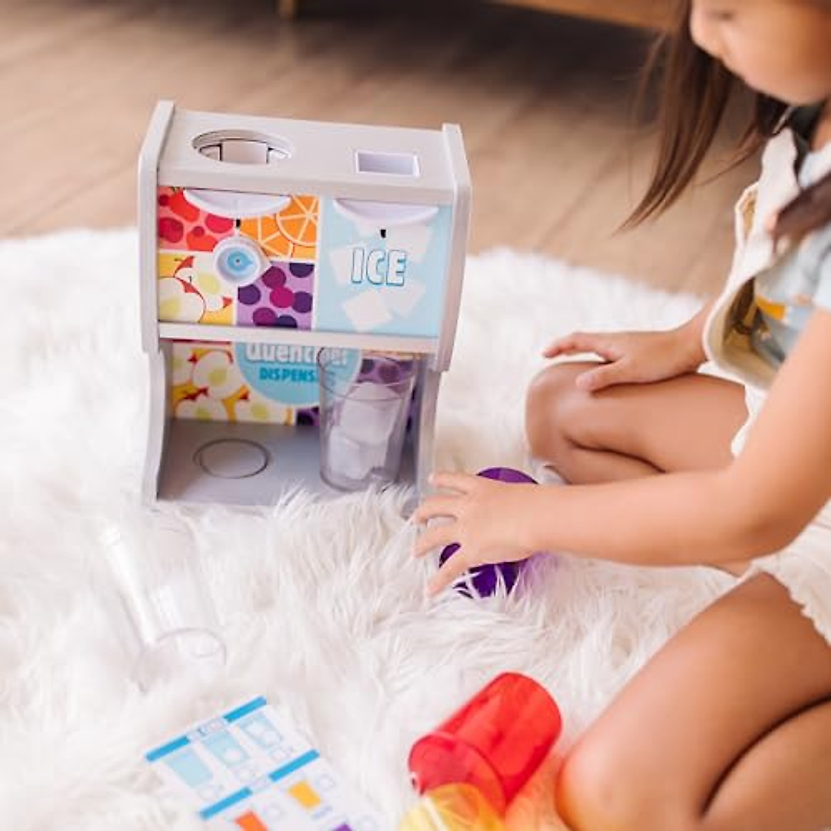 Melissa & Doug Wooden Thirst Quencher Drink Dispenser With Cups, Juice Inserts, Ice Cubes - FSC Certified