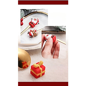 Christmas Coffee Spoons Coffee Stirrers Cake spoon Premium Stainless Steel Ice Tea Spoons, Ice Cream Spoon, Cocktail Stirring Spoons Set of 4（Gold Color）