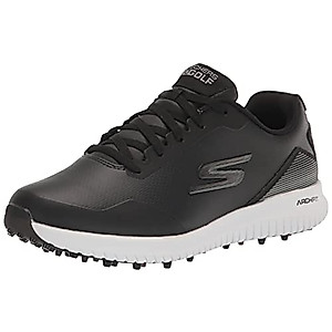 Skechers Men's Max 2 Arch Fit Waterproof Spikeless Golf Shoe Sneaker, Black/White, 12 Wide