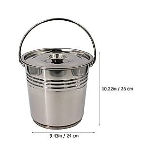 Yardwe Compost Bin Stainless Steel Compost Bucket Kitchen Countertop Odorless Compost Pail with Lid Food Waste Container with Carrying Handle for Outdoor Indoor Silver