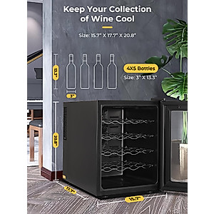 Flyseago Wine Cooler 20 Bottles Eco Friendly Smart Control Wine Cellar with Digital Display Under Counter No Assembly Freestanding Wine Refrigerator Double Glass Door for Bar, Kitchen, Hotel, Rv¡­