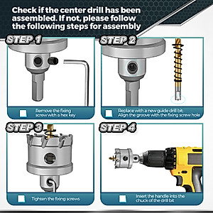 Zeliceka TCT 14 pcs Carbide Hole Saw Kit for Hard Metal, Heavy Duty Carbide Tungsten Carbide Tipped Hole Saw Set, with 1 Aluminum Box 2 Extra Pilot Drill Bits and 2 Hex Key