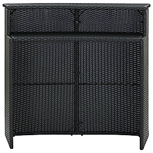Ottjakin Stylish Outdoor Bar Table Set - Furniture for Entertaining Poly Rattan Black Bar Table Design - for Backyard Garden and More-Black