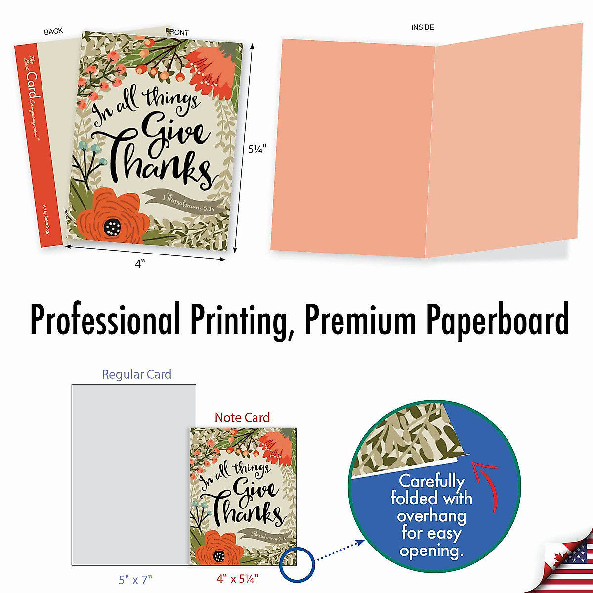 The Best Card Company - Assorted of 10 All Occasions Blank Notecards Box Set 4 x 5.12 Inch w/Envelopes, Floral Scripture Bible Quotes for Women (10 Designs, 1 Each) - Blessings M6634OCB