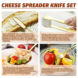 Mlurcu Cheese Butter Spreader Knives Set Charcuterie Board Accessories Stainless Steel Spreader Knives Forks Spoons Mini Serving Tongs Small Dipping Bowls Toothpick Flags Utensils for Pastry Making