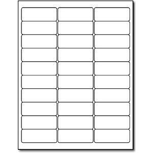 Permanent Adhesive 1" x 2-5/8" Shipping Labels - 30 per Sheet - 25 Sheets / 750 Labels - Blank White Matte Finish - Printable Mailing Address Stickers / Amazon FBA Labels for Inkjet / Laser Printers
