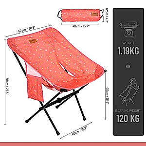 G2 GO2GETHER Star-Moon Printing Lightweight Camping Folding Chair for Adult, 600D Oxford Fabric, Durable Aluminum Alloy Frame, Easy to Storage and Carry, Suit for Camping, Hiking, Go to Beach (Pink)