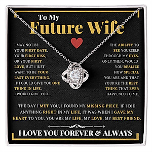 ZILORRA Soulmate Necklace for Women, Wife Necklace from Husband, Girlfriend Necklace from Boyfriend, Birthday Anniversary Christmas, Message Card Jewelry, Gift Box (Standard Box, LOVE KNOT FW - A)