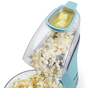 Presto 04867 Poplite Plus Hot Air Popcorn Popper - Built-In Measuring Cup + Melts Butter, Easy to Clean, Built-In Cord Wrap, 18 Cups, Aqua