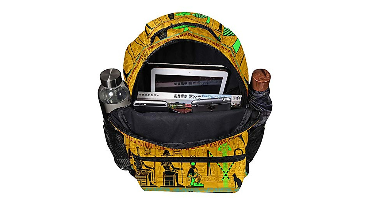Ancient Egyptian Decor Backpack - Stylish Gold Hieroglyph Travel Bag