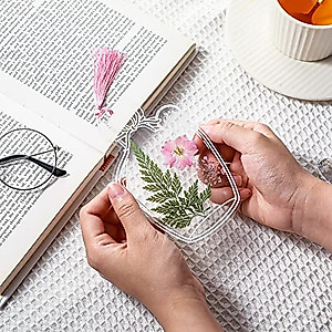 81 Pcs DIY Transparent Dried Flower Bookmark Set Include 20 Clear Bookmarks 40 Dried Flowers 20 Colorful Tassels and Tweezer Handmade Dried Floral Bookmark for Reader School Book Bottle Supplies