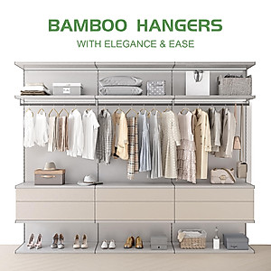 APRTAT Bamboo Hangers 20 Pack - Durable & Slim Coat Hanger - Suit Hangers with 360-Degree Rotatable Hook, Suit Hangers for Clothes, Jacket, Shirt, Tank Top, Pant (Natural-1, 20)