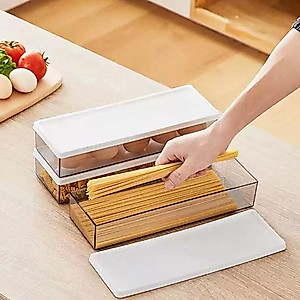 VEKALON Pasta Containers for Pantry - Set of 4 Pack Plastic Spaghetti Nooddle Organizer with 32pcs Labels and 1pcs Marker, Airtight Food Storage Containers with Lids