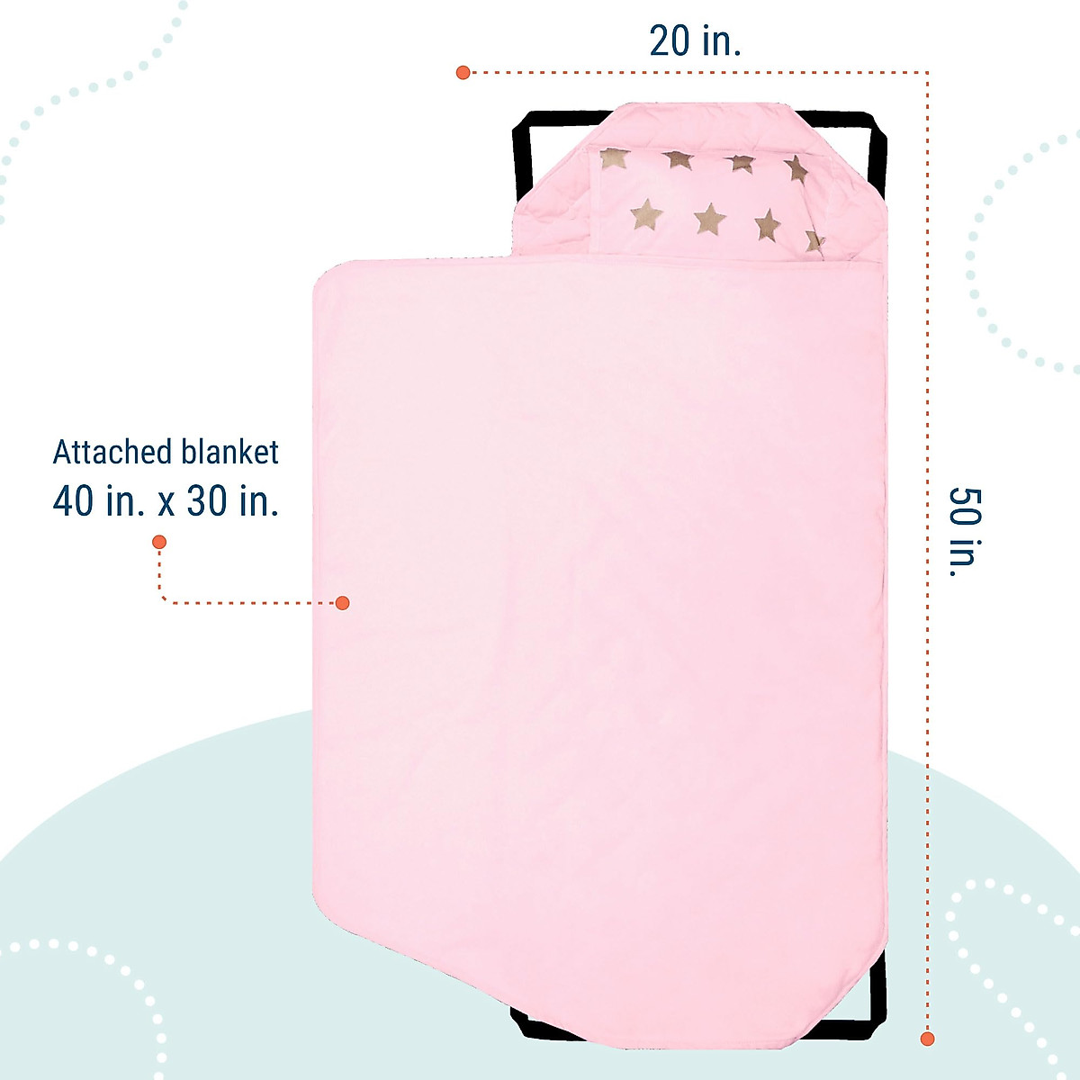 Wildkin Kids Modern Nap Mat with Reusable Pillow for Boys & Girls, Perfect for Elementary Sleeping Mat, Features Elastic Corner Straps, Soft Cotton Blend Materials Nap Mat for Kids (Stars)