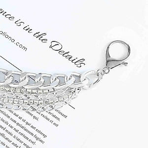 Victray Women's Sparkly Body Chains Silver Rhinestone Waist Chain Belly Body Chains Fashion Waist Jewelry