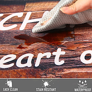 PCSWEET HOME Farmhouse Kitchen Rugs Sets 2 Piece Cushioned Anti Fatigue Kitchen Mat,Memory Foam Kitchen Rug Waterproof Non Slip Standing Mat for Kitchen, Home, Office, Sink, Stove (Coffee)