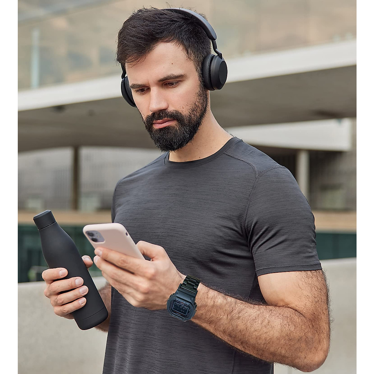 OTOPO Metal Watch Bands for Casio G-SHOCK DW-5600/8900, Solid Stainless Steel Metal Replacement Wristband Strap Men for Casio GA-100/GW-B5600/GB-5600 /GW-6900 (Black)