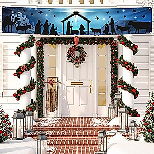 Manger Scene Religious Christmas Banner Decoration- Holy Nativity Christmas Yard Sign Banner for Outside 2022 Xmas Decoration