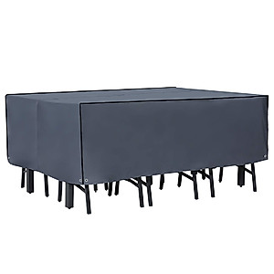 ABCCANOPY Outdoor Rectangular Patio Furniture Covers 600D Oxford Heavy Duty Table Cover Waterproof Windproof Anti-UV Dust Proof Protective Covers Dining Table & Chair Set Cover 90x64x28 inches
