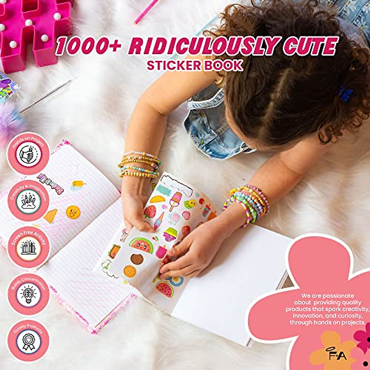 Fashion Angels 1000+ Ridiculously Cute Stickers for Kids - Fun Craft Stickers for Scrapbooks, Planners, Gifts and Rewards, 40-Page Sticker Book for Kids Ages 6+ and Up